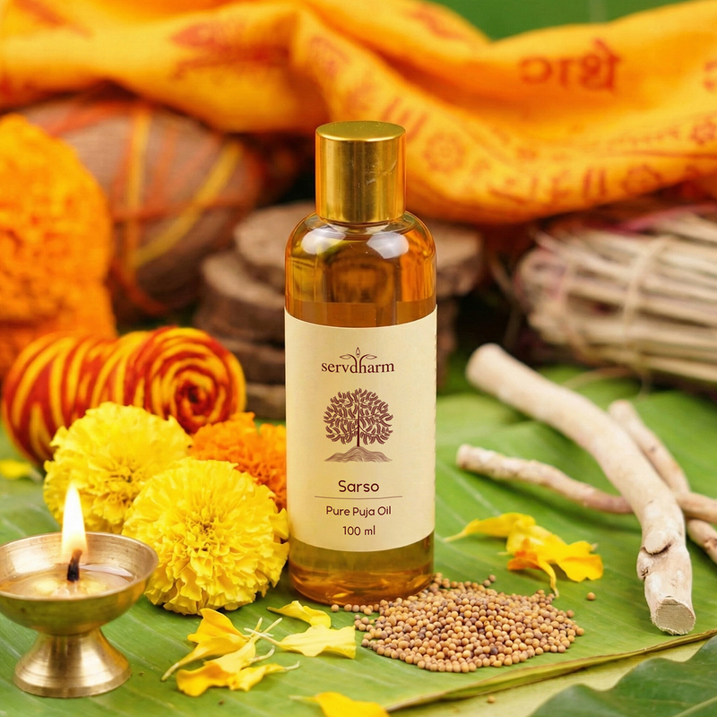 Sarso Pure Puja Oil 100 ml | Mustard Pooja Oil – ServDharm