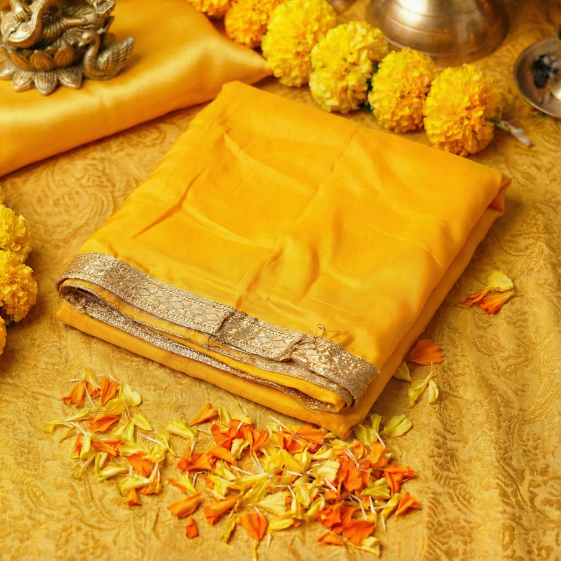 Yellow Satin Puja Aasan 26 x 13 inch – ServDharm